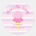 Here's The Scoop Ice Cream Summer Birthday Classic Round Sticker | Zazzle