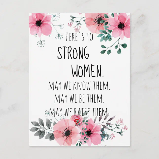 Here's to Strong Women Watercolor Floral Postcard | Zazzle