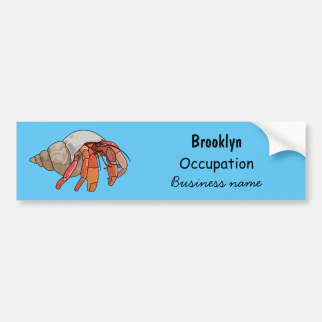 Hermit crab cartoon illustration bumper sticker | Zazzle
