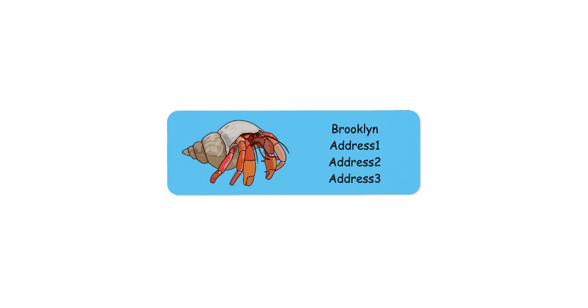 Hermit crab cartoon illustration label | Zazzle