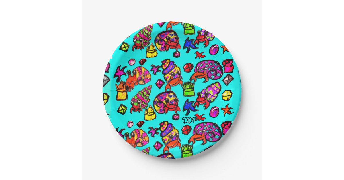 Hermit crabs beach paper plates | Zazzle