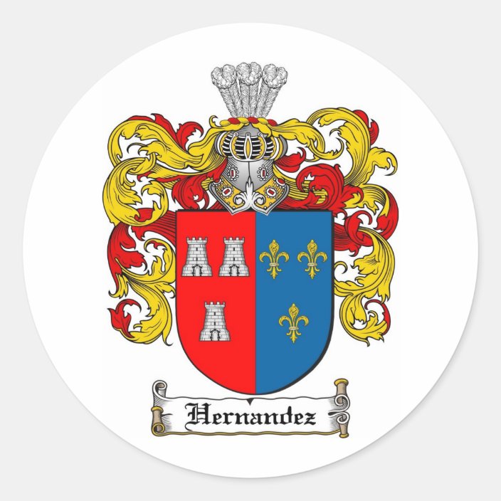 HERNANDEZ FAMILY CREST - HERNANDEZ COAT OF ARMS CLASSIC ROUND STICKER ...