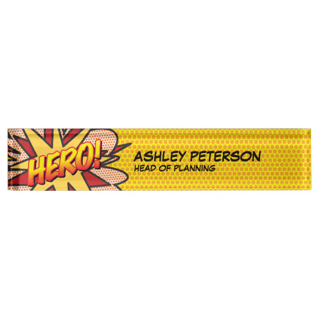HERO Fun Retro Comic Book Desk Name Plate | Zazzle