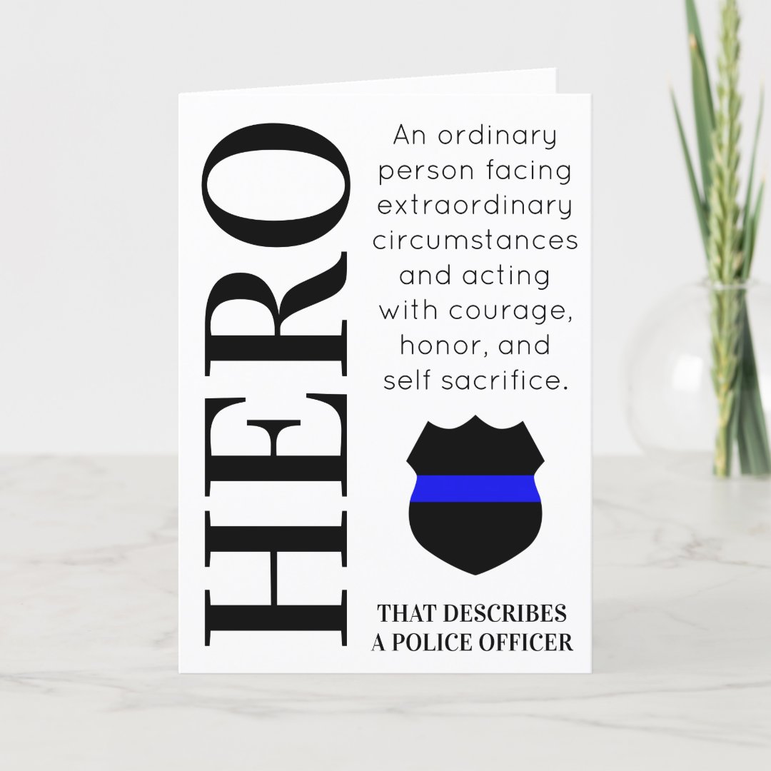 Hero Thin Blue Line Personalized Police Officer Thank You Card | Zazzle