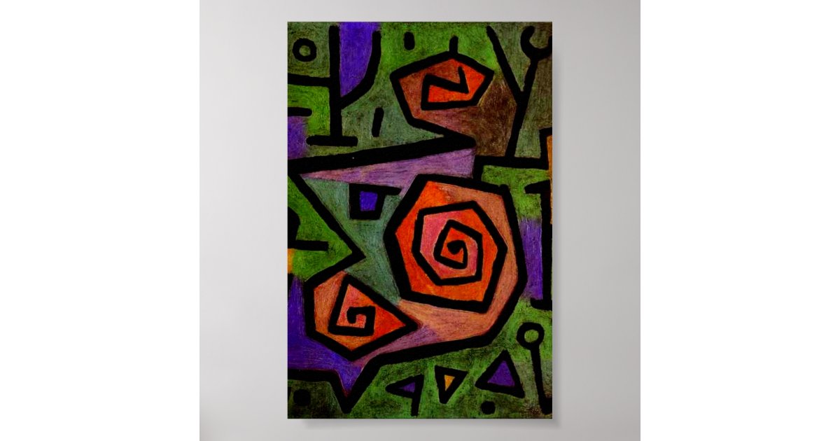 Heroic Roses by Paul Klee Abstract Art Poster | Zazzle