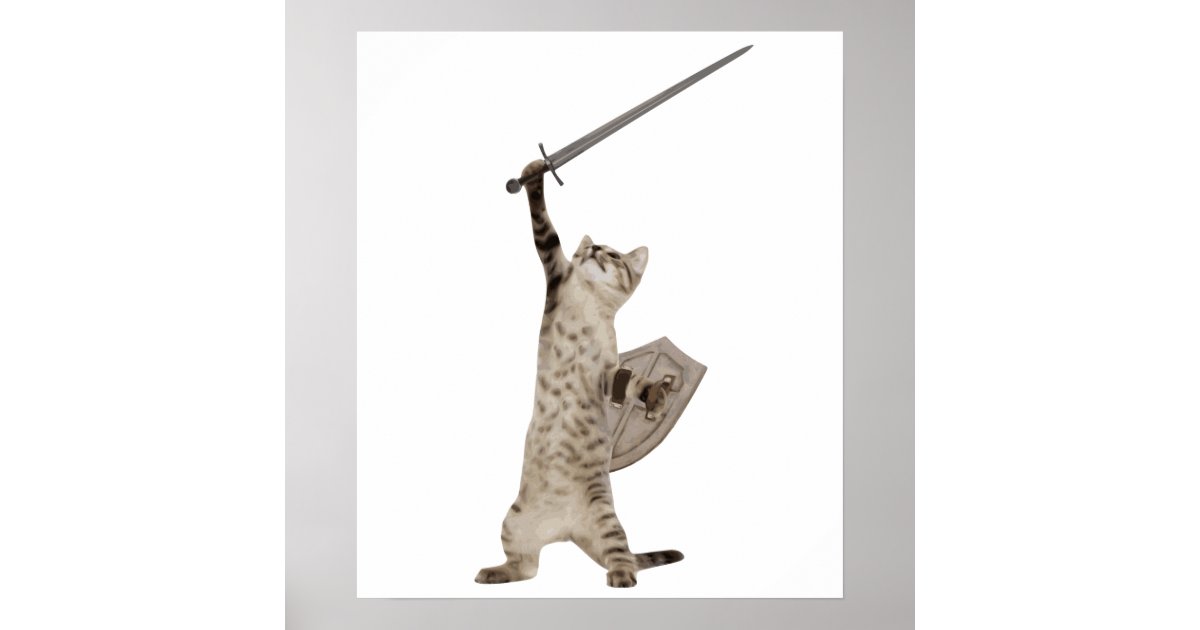 Heroic Warrior Knight Cat Poster | Zazzle