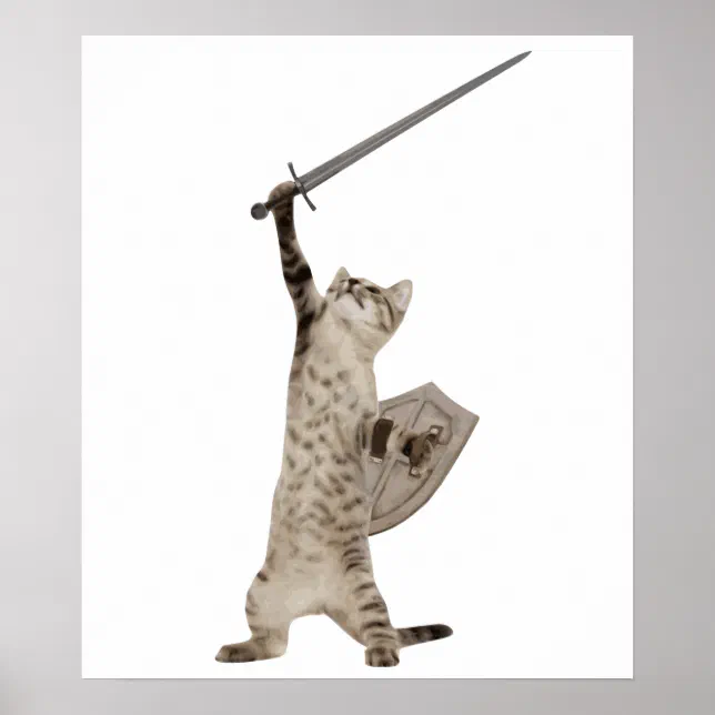 Heroic Warrior Knight Cat Poster | Zazzle
