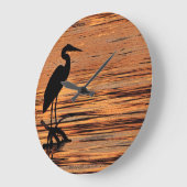 Heron at Sunset Large Clock | Zazzle
