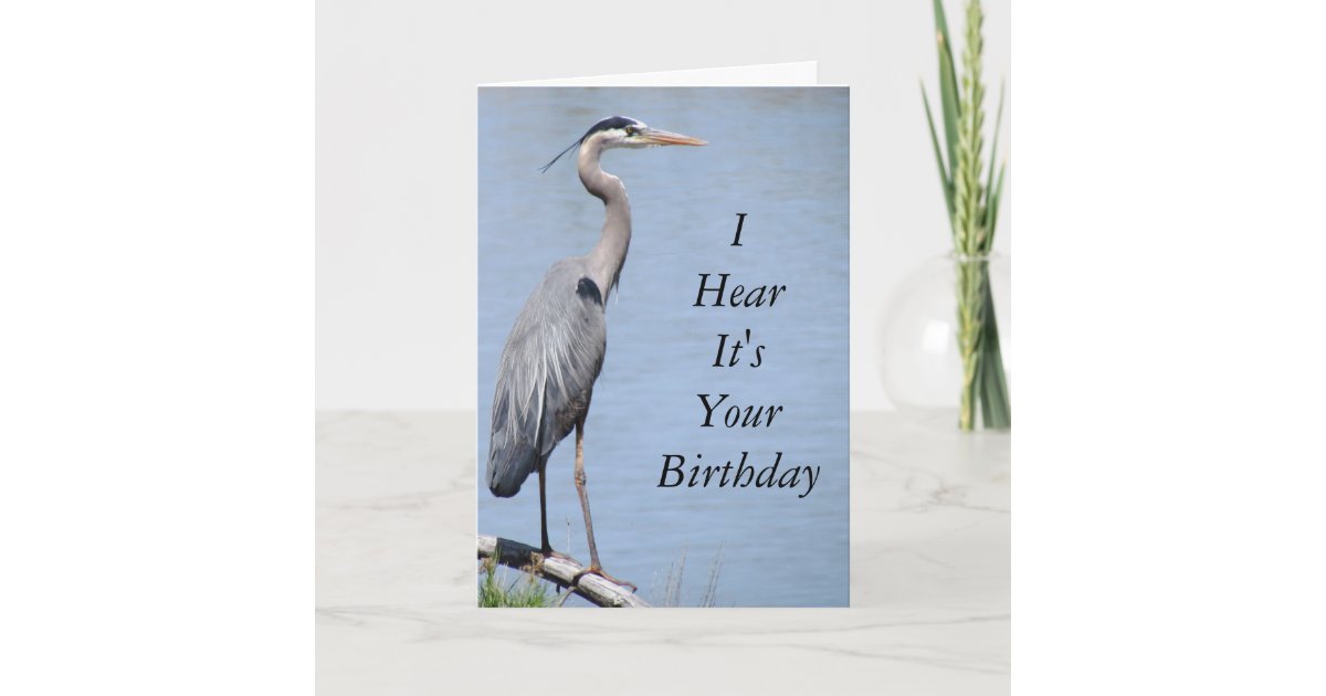 Heron Happy Birthday Card Template | Zazzle