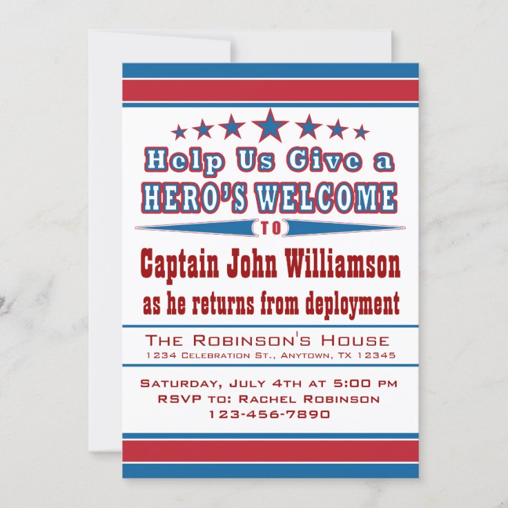 Hero's Welcome Military Welcome Home Invitation | Zazzle