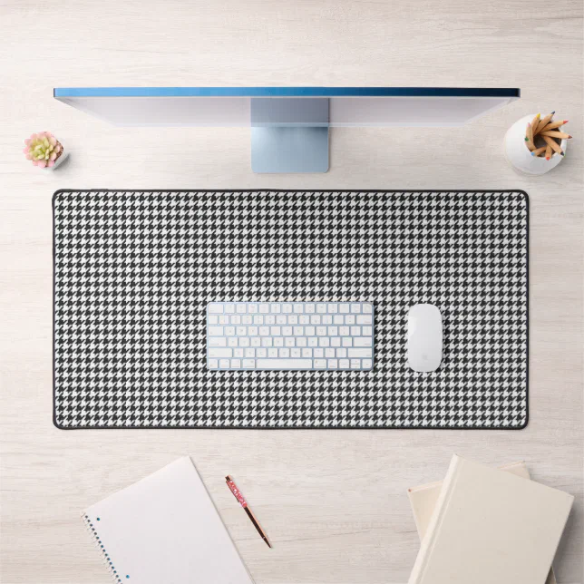 Herringbone Black White Classic Pattern Preppy Desk Mat | Zazzle