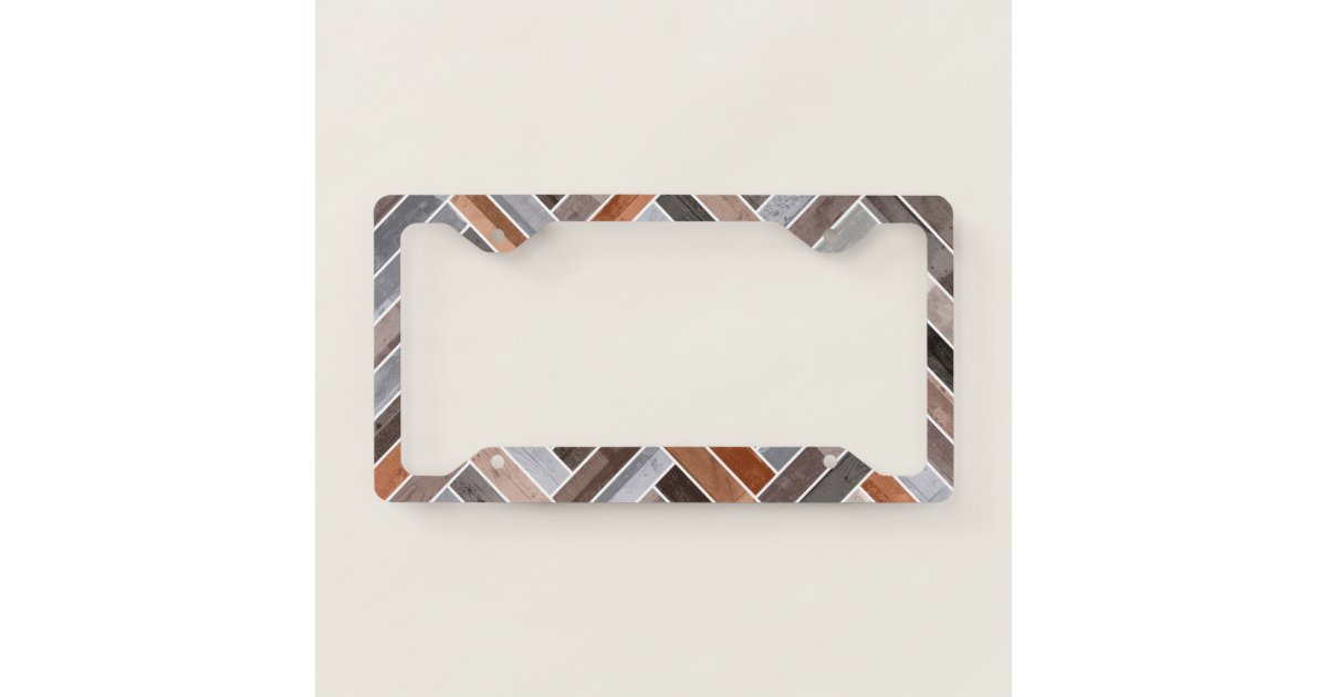 Herringbone Pattern in Earthen Rock Colors License Plate Frame | Zazzle