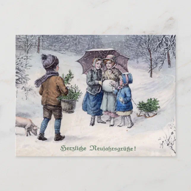 "Herzliche Neujahrsgrusse" Vintage German Postcard | Zazzle