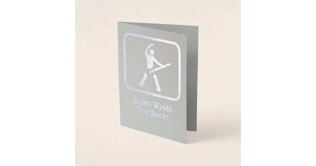 He's a Rock Star! - Silver Logo with Your Photo Foil Card | Zazzle