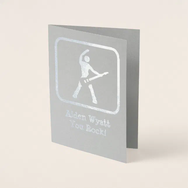 He's a Rock Star! - Silver Logo with Your Photo Foil Card | Zazzle