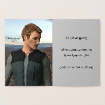 He's a Rock Star! - Silver Logo with Your Photo Foil Card | Zazzle