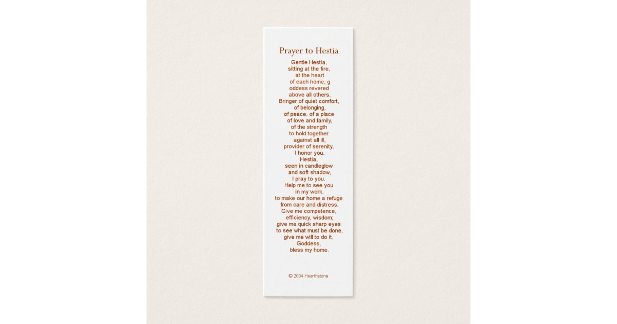 Hestia Prayer Card | Zazzle