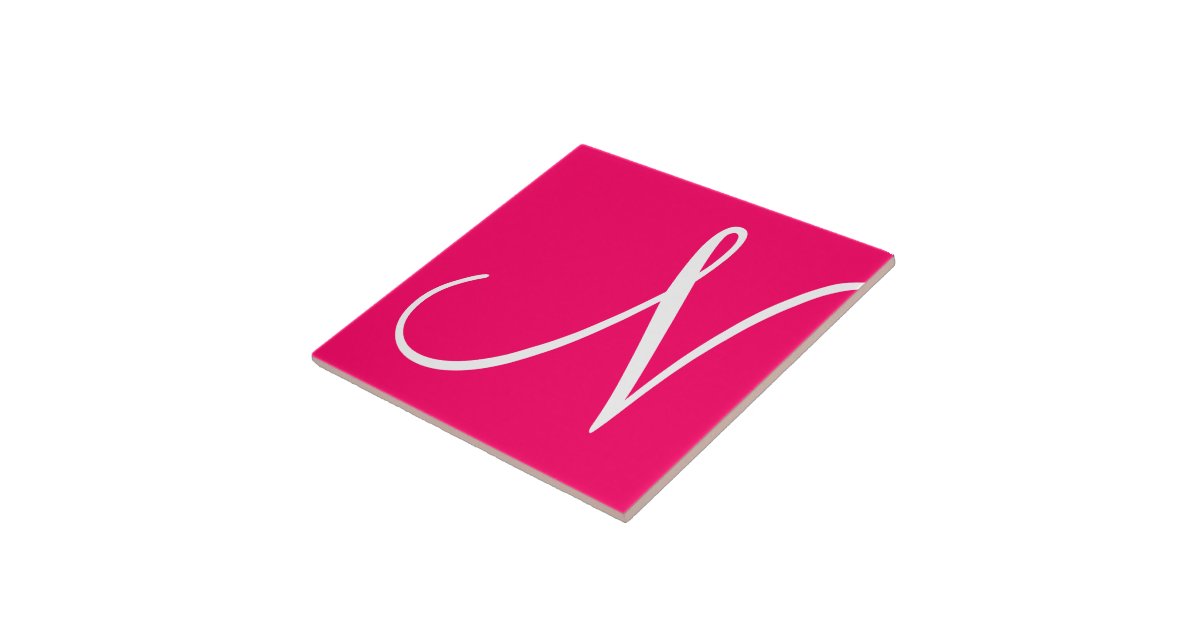 Hex ff0066 Color Number Monogram Ceramic Tile | Zazzle