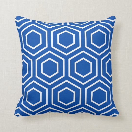 Hex Pattern Geometric Pillow in Cobalt Blue | Zazzle.com