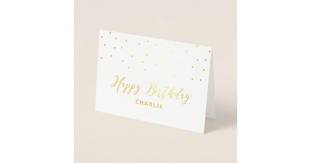 Hexagon Confetti Stylish Custom Happy Birthday Foi Foil Card | Zazzle