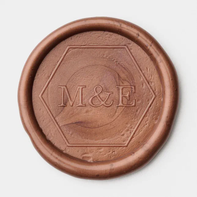 Hexagon Geometric Shape Custom Weddings Monogram Wax Seal Sticker | Zazzle