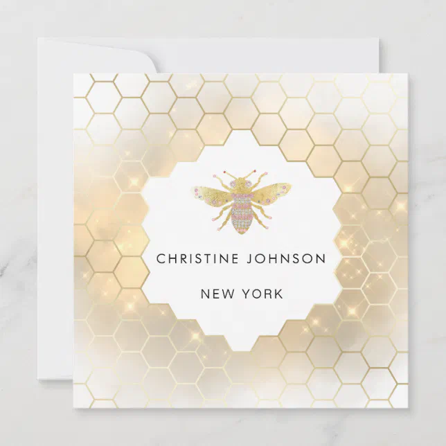 hexagon jewel bee logo card | Zazzle