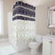 Hexagon Modern Navy Blue Gold Geometric Glam Shower Curtain | Zazzle