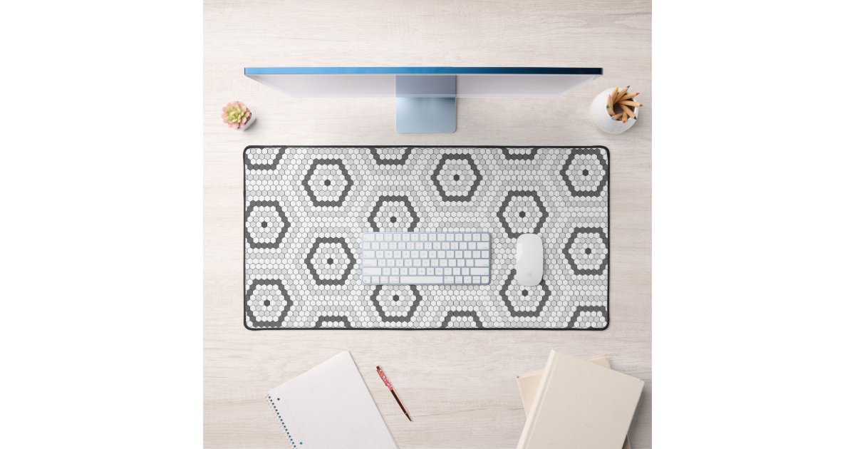 Hexagon Penny Tile Hex Tile Pattern Desk Mat | Zazzle