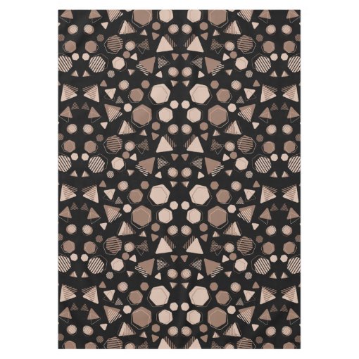 Hexagon & Triangle Pink & Brown on Black Pattern Tablecloth | Zazzle