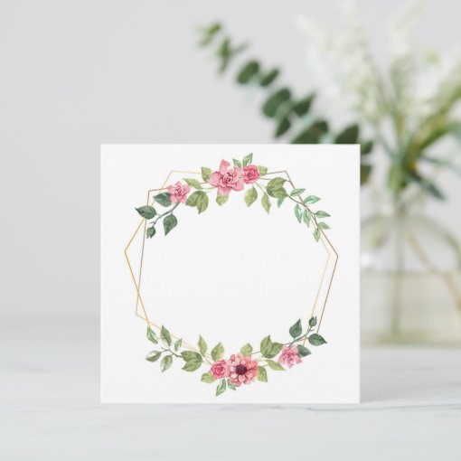 Hexagon with flowers and leaves | Zazzle