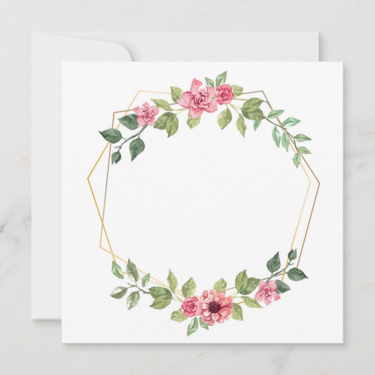 Hexagon with flowers and leaves | Zazzle