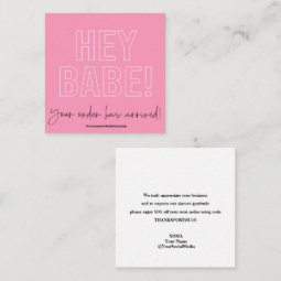 HEY BABE THANK YOU SMALL BUSINESS NOTE CARD | Zazzle