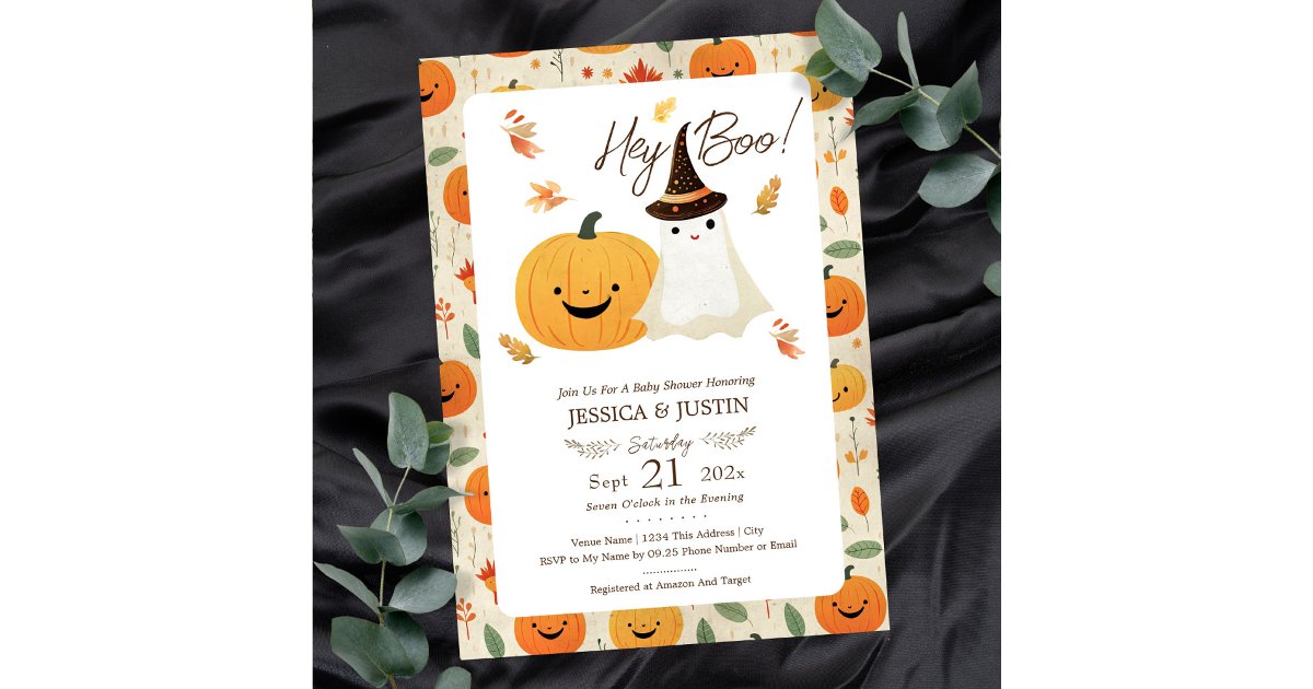 Hey Baby Boo Fall Halloween Baby Shower Invitation | Zazzle