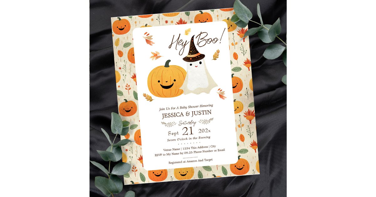 Hey Boo Baby Shower Invitations Paper Sheet | Zazzle