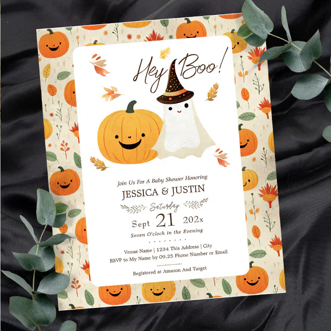 Hey Boo Baby Shower Invitations Paper Sheet | Zazzle