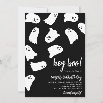Hey Boo Birthday Invitation | Zazzle