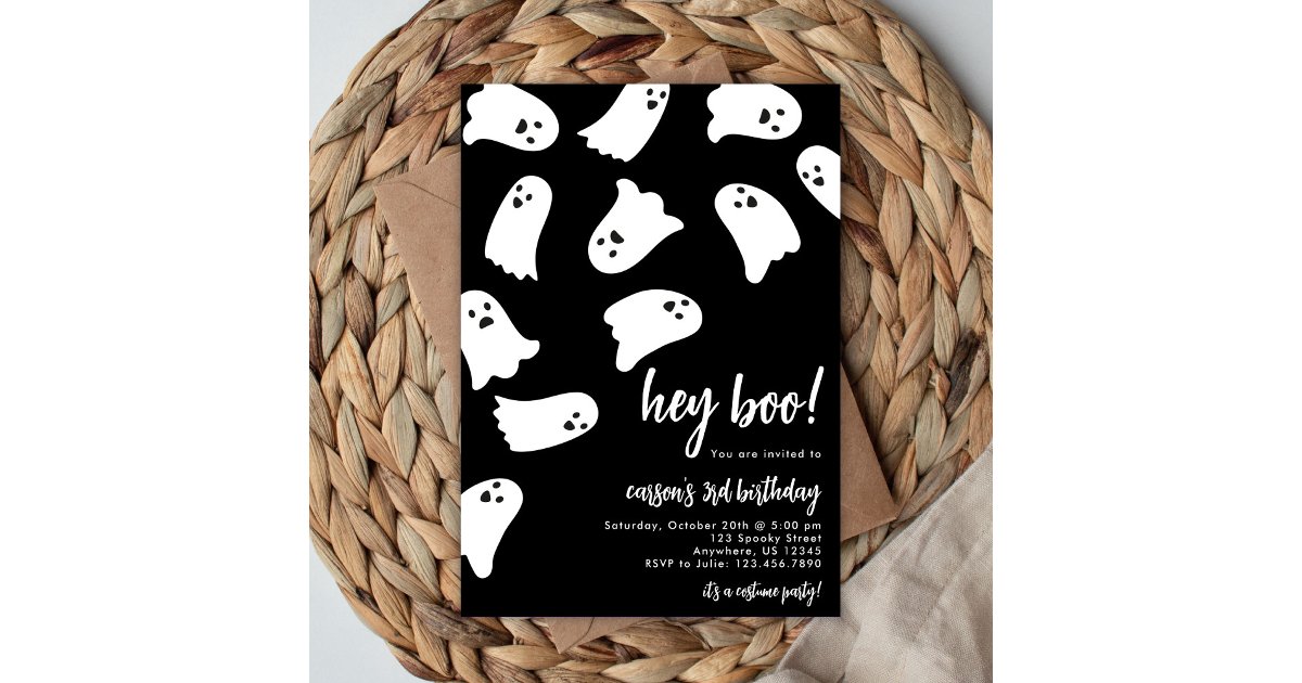 Hey Boo Birthday Invitation | Zazzle