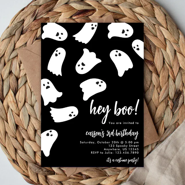 Hey Boo Birthday Invitation | Zazzle