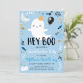 Hey Boo Blue Ghost Halloween Birthday Invitation | Zazzle
