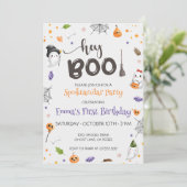 Hey Boo Cute Ghost Halloween Birthday Invitation | Zazzle