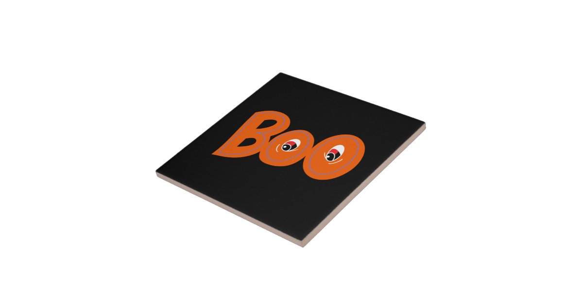 Hey Boo Did I Scare You Too Typography Drawing Art Ceramic Tile | Zazzle