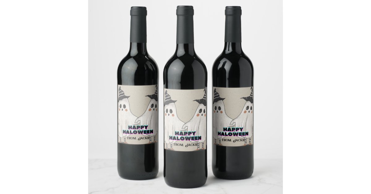 Hey Boo Halloween cute invitation for kids and any Wine Label | Zazzle