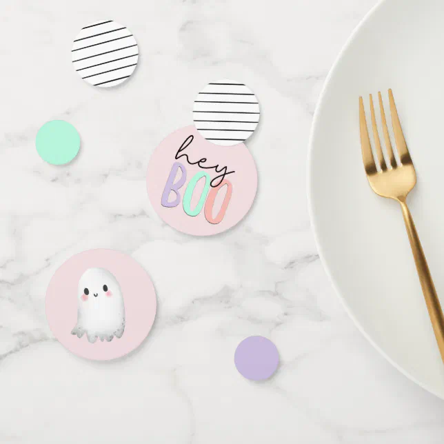 Hey Boo Pastel Halloween Birthday Table Confetti | Zazzle