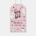 Hey Boo Pink Ghost Halloween Birthday Welcome Gift Tags | Zazzle