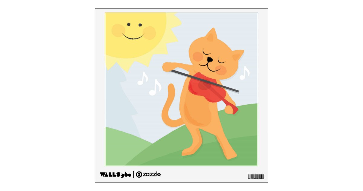 Hey Diddle Diddle Cat and Fiddle Wall Decal | Zazzle