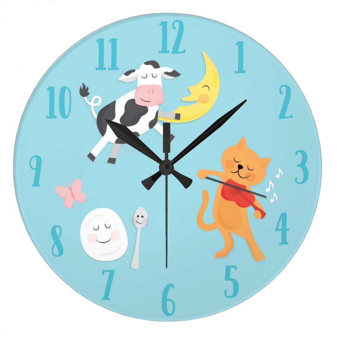 Hey Diddle Diddle Nursery Rhyme Children's Clock | Zazzle
