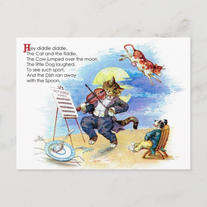 Hey Diddle Diddle Nursery Rhyme Postcard | Zazzle.com