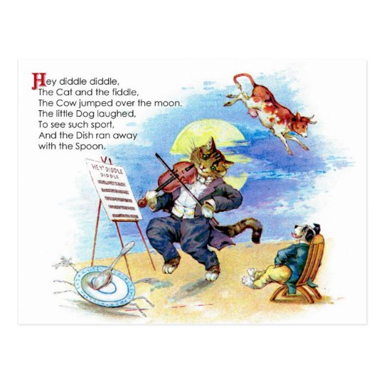 Hey Diddle Diddle Nursery Rhyme Postcard | Zazzle.com