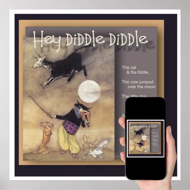 Hey Diddle Diddle Nursery Rhyme Poster | Zazzle