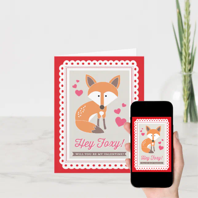 Hey Foxy! by Origami Prints Valentine Folded Card | Zazzle
